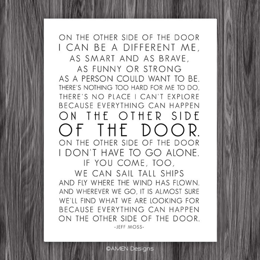 On the Other Side of the Door. Jeff Moss Poem. Printable Design. 8x10 ...