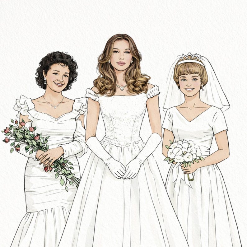 Custom Mother of the Bride Merge Portraits, Add Loved One, Generational ...
