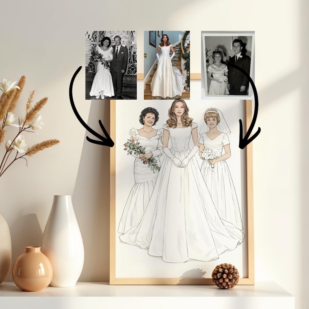 Custom Mother of the Bride Merge Portraits, Add Loved One, Generational ...