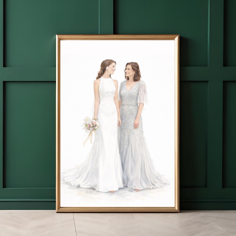 Custom Bride and Mother Portrait, Mother of the Bride Gift, Mother ...
