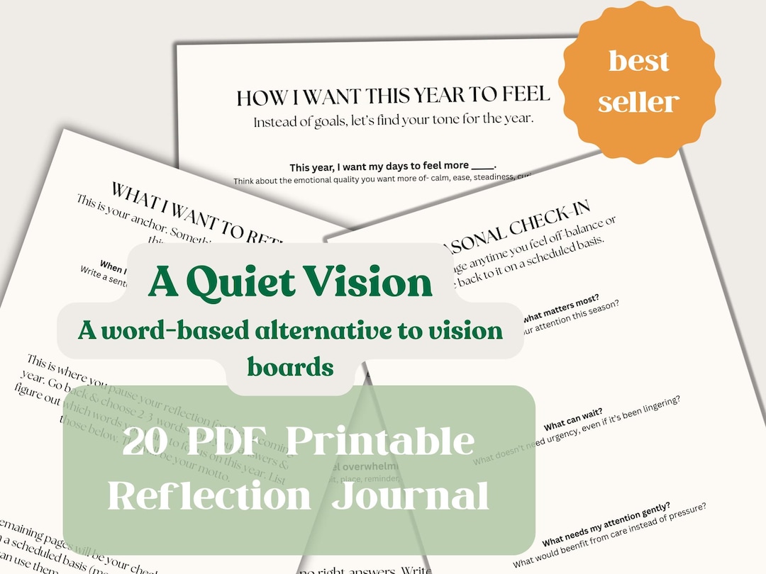 A Quiet Vision | Minimal Vision Board Alternative | Reflection Journal ...