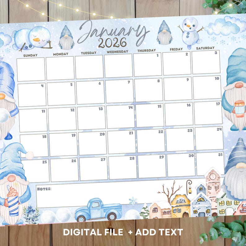 Watercolor January 2026 Calendar | Editable, Printable / January 2026 ...
