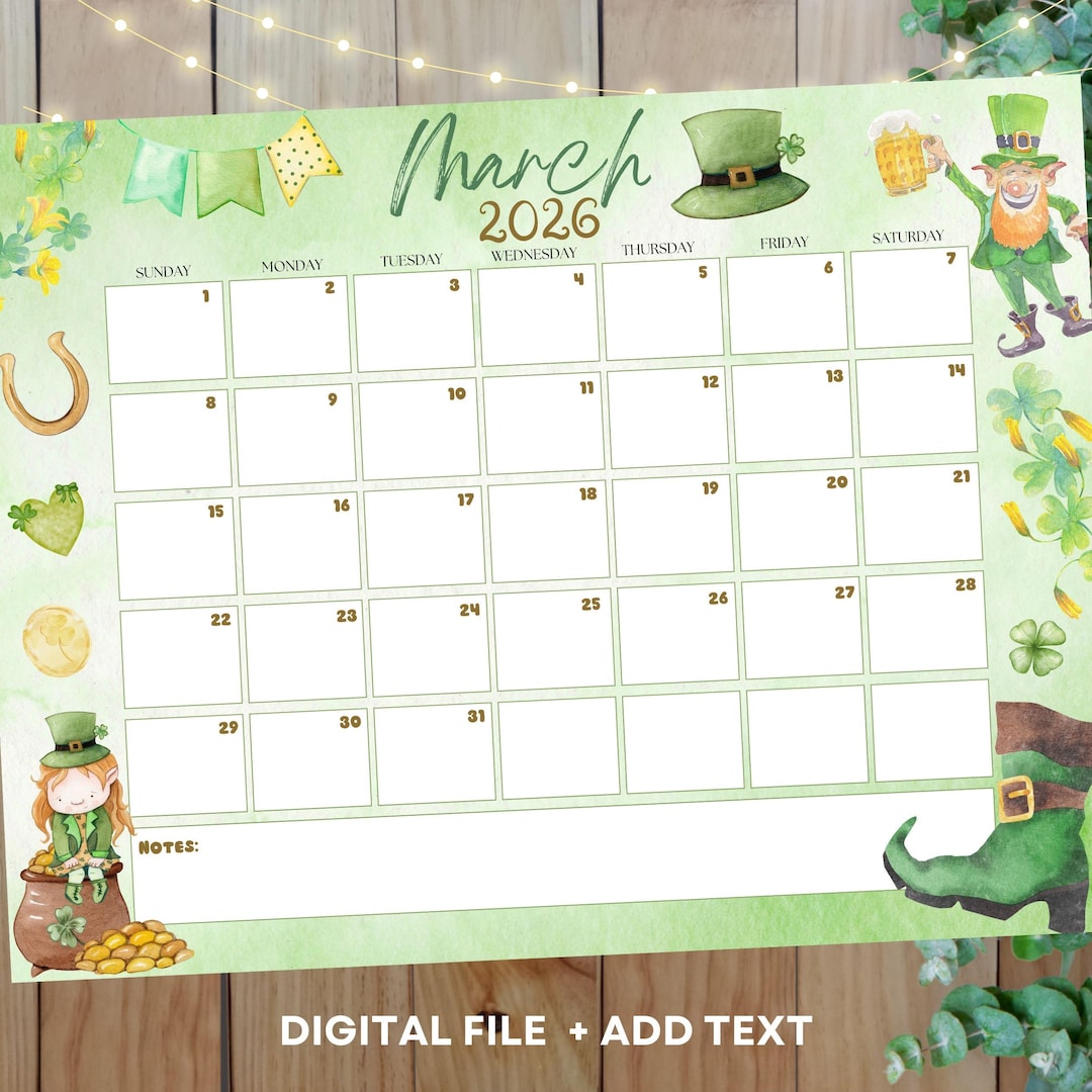 Editable PDF March 2026 Calendar | Editable PDF Printable | Aesthetic ...
