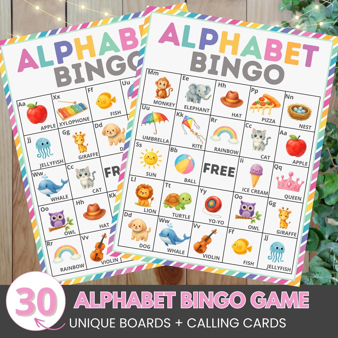 Alphabet Bingo Game for Preschool Kindergarten, Letter Recognition ...