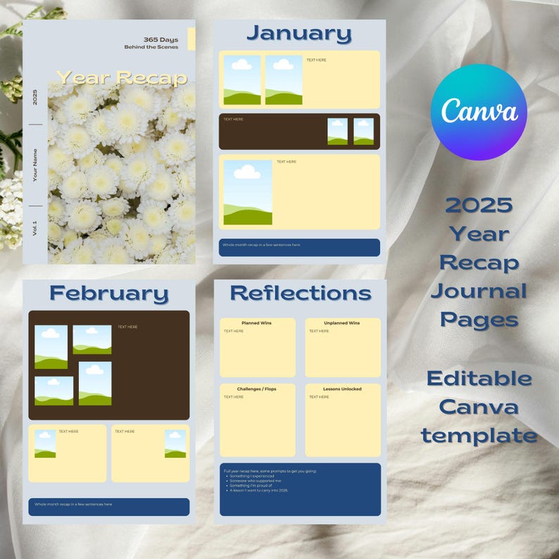 2025 Recap Canva Template | 2025 Wrapped | 2026 Goals | Editable Year ...
