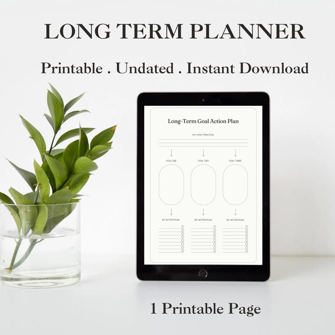 Long Term Goal Planner Printable | Undated Goal Action Plan | Minimal ...