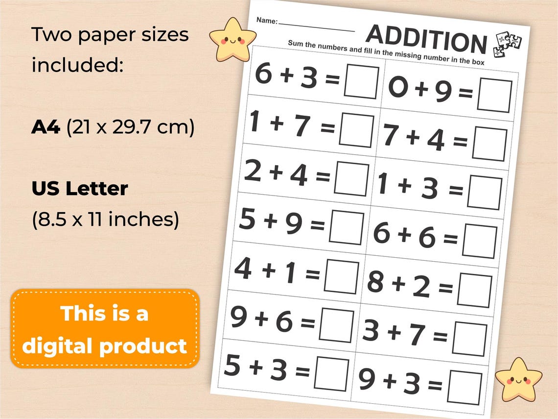 15 Printable Addition Worksheets, Simple Addition Printables, Single ...