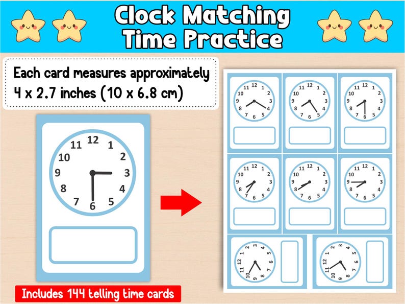 Telling Time Matching Game, Analog and Digital Clock, Math Center (PDF ...