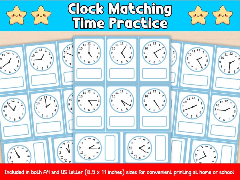 Telling Time Matching Game, Analog and Digital Clock, Math Center (PDF ...
