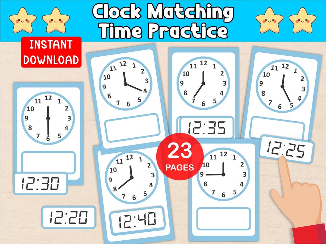 Telling Time Activity, Analog and Digital Clock Matching Game ...
