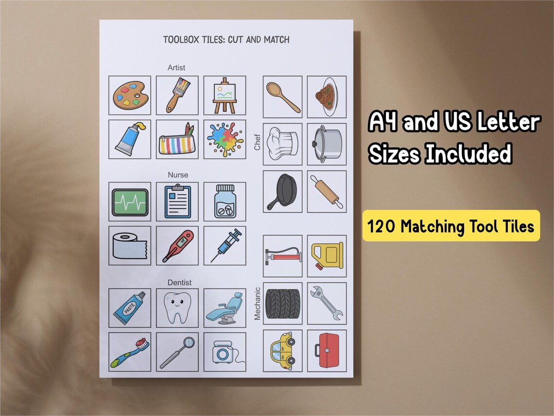 Community Helpers Matching Game, Montessori Learning (digital Download ...