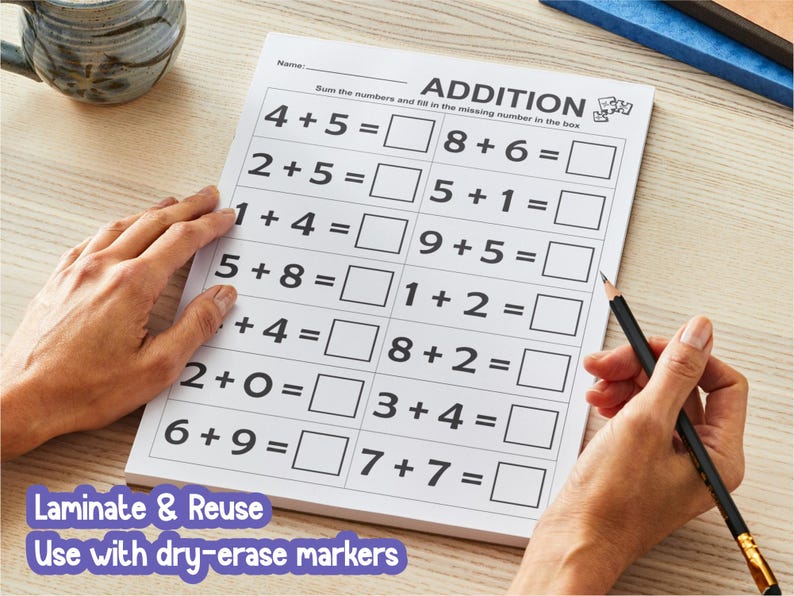15 Printable Addition Worksheets, Simple Addition Printables, Single ...