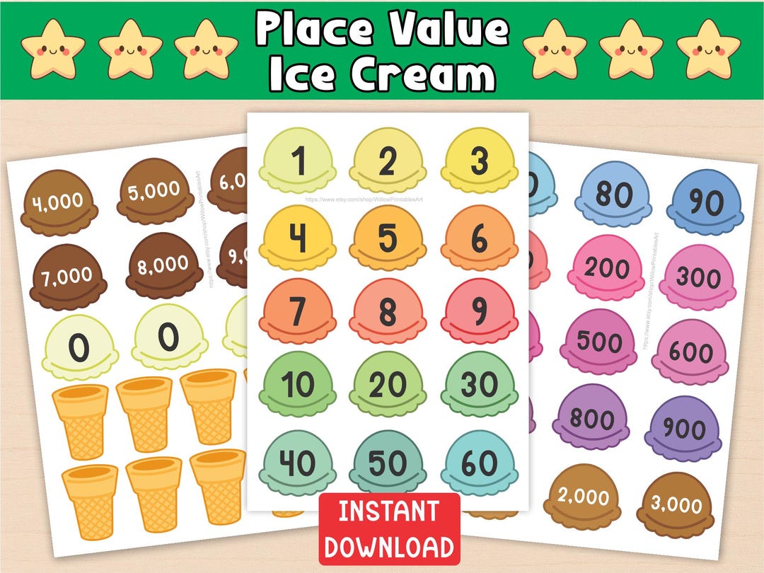 Ice Cream Place Value Math Game: Number Decomposition (printable PDF ...