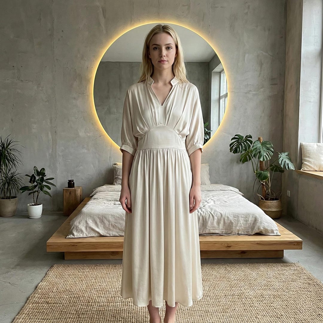 Mulberry Silk Midi Dress, French V-neck Satin Socialite Style, Made to ...