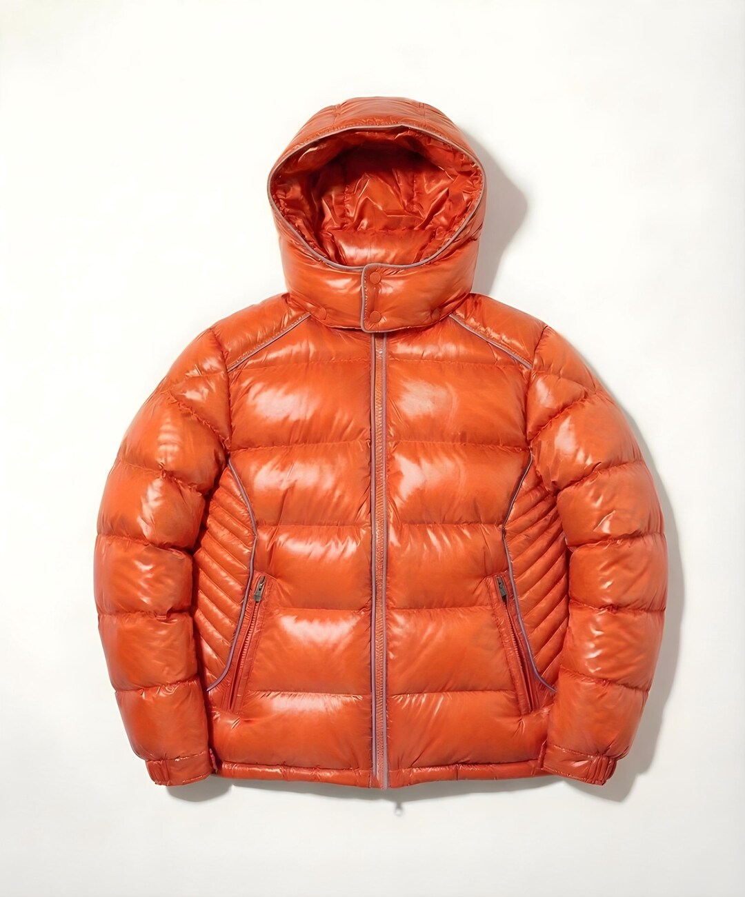 Handmade Hooded Puffer Jacket - Shiny Winter Coat Glossy Padded Jacket ...