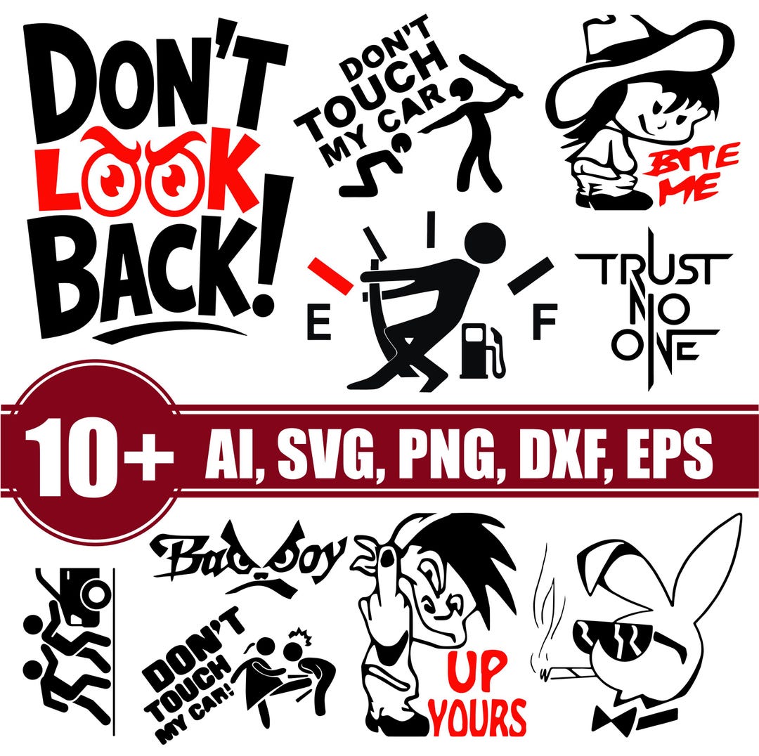Funny Car Decal SVG Bundle | Sarcastic Car Quotes, Edgy Designs ...