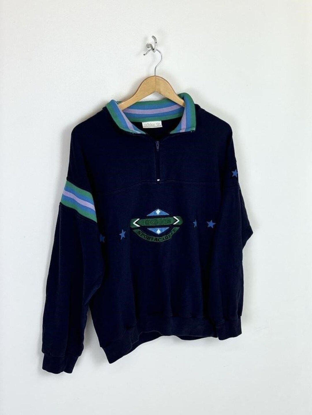 Adidas Sports Blur Embroidered Quarter Pullover Sweatshirt 90s - Etsy