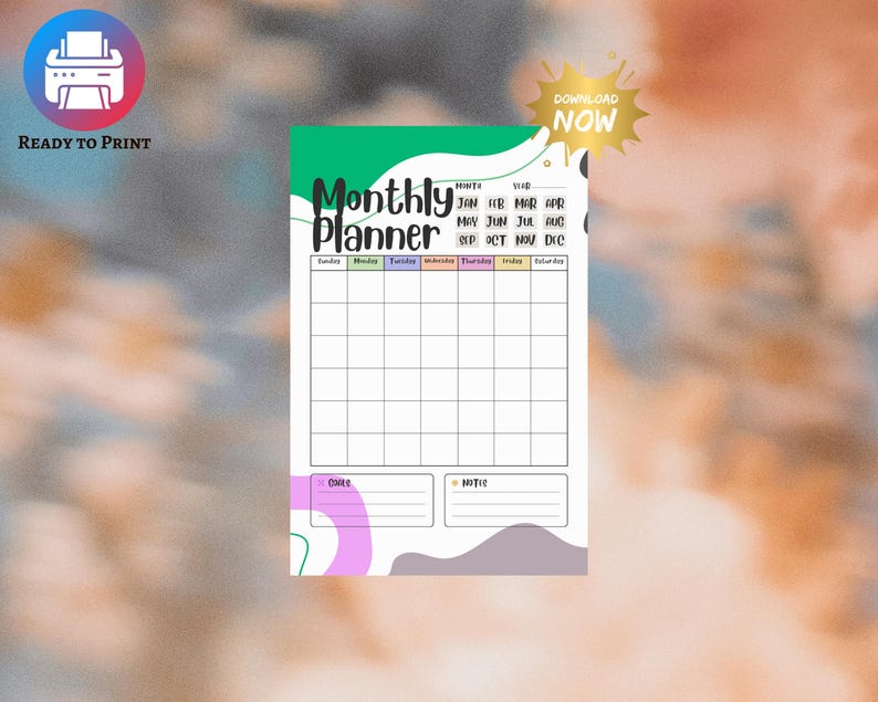 Editable Monthly Planner: Canva PDF Productivity Schedule (instant ...