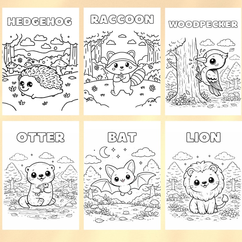 Animal Coloring Pages for Kids – 15-page Printable PDF, Preschool & Toddler Fun - Etsy