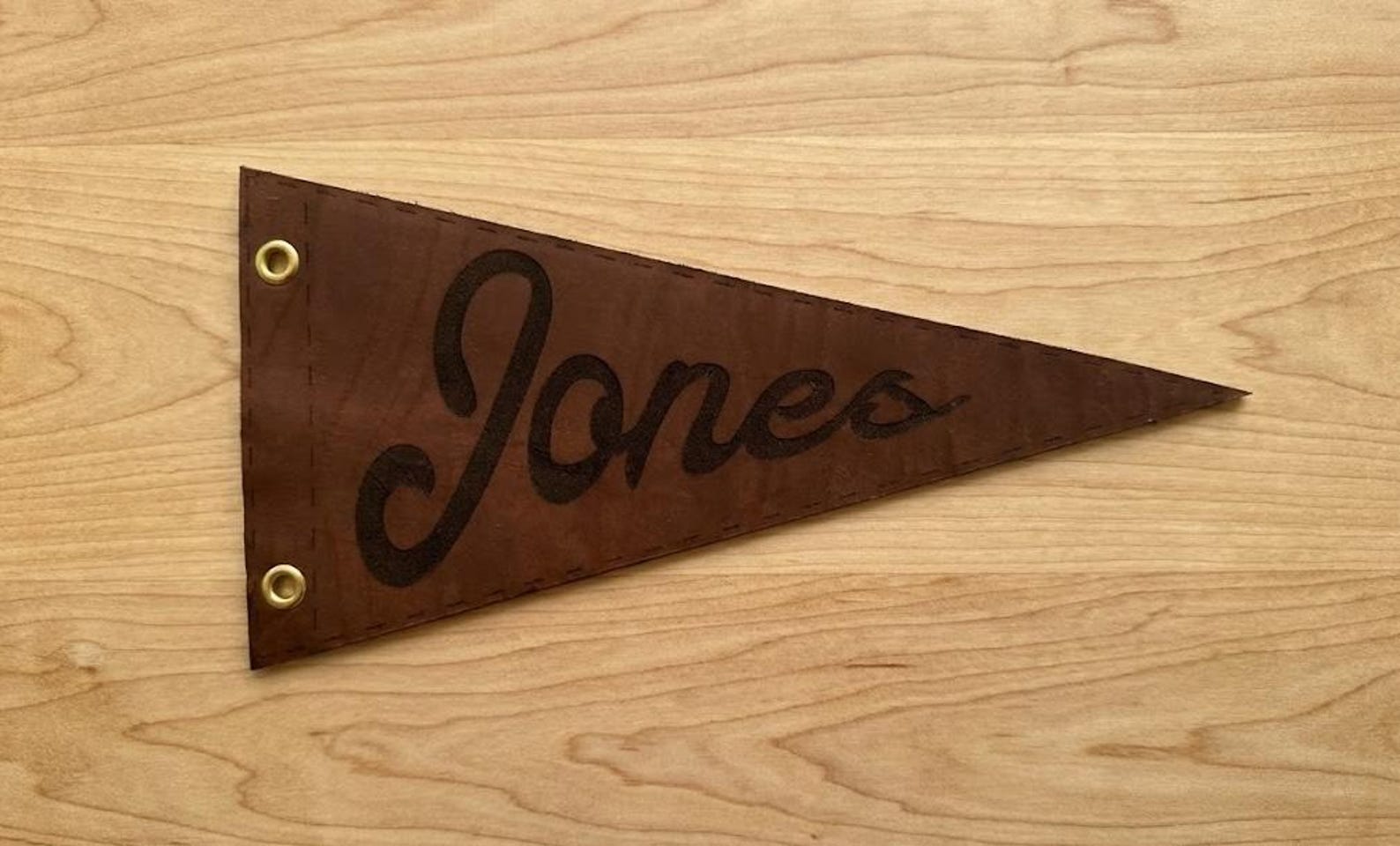Custom Heritage Name Sign Leather Pennant Personalized Bold Vintage ...