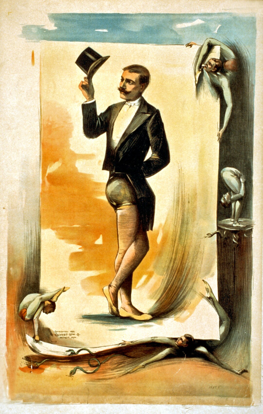 Contortionist 1892 Circus Vibrant Colors 11 X 17 Reproduction Print ...