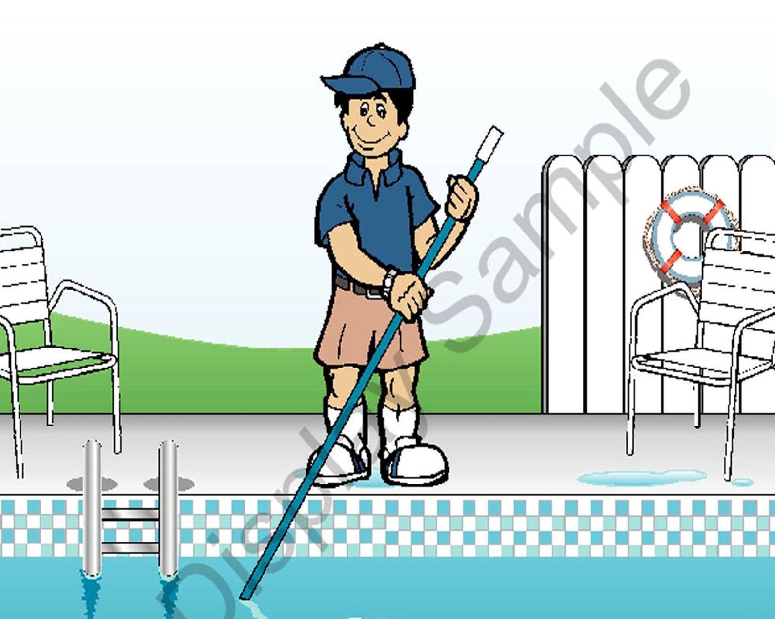 Pool Cleaner Male Toon Character Personalized Matted Print - Etsy