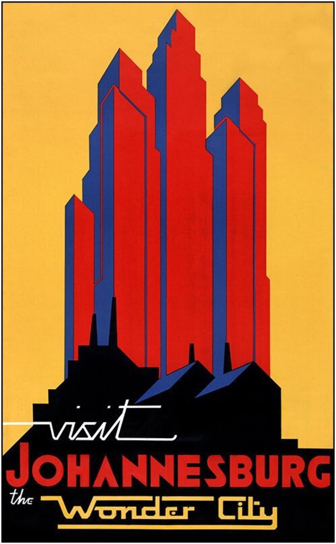 Johannesburg South Africa Vintage Reproduction Travel Poster 11x17 Wall ...