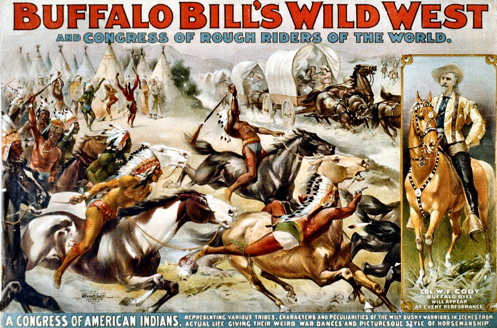 Buffalo Bill Wild West 1899 Circus Vibrant Colors 11 X 17 Reproduction ...