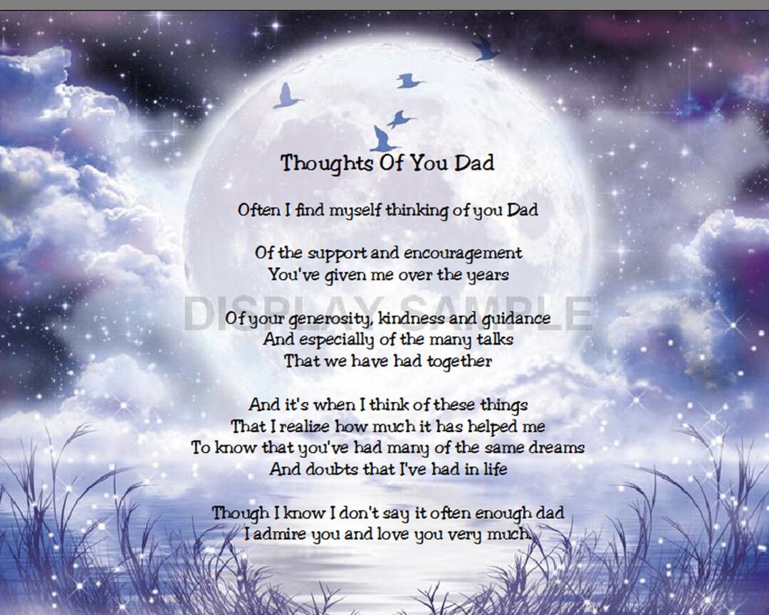 Thoughts of You, Dad Sentimental Print Perfect for Framing Dad, Father ...