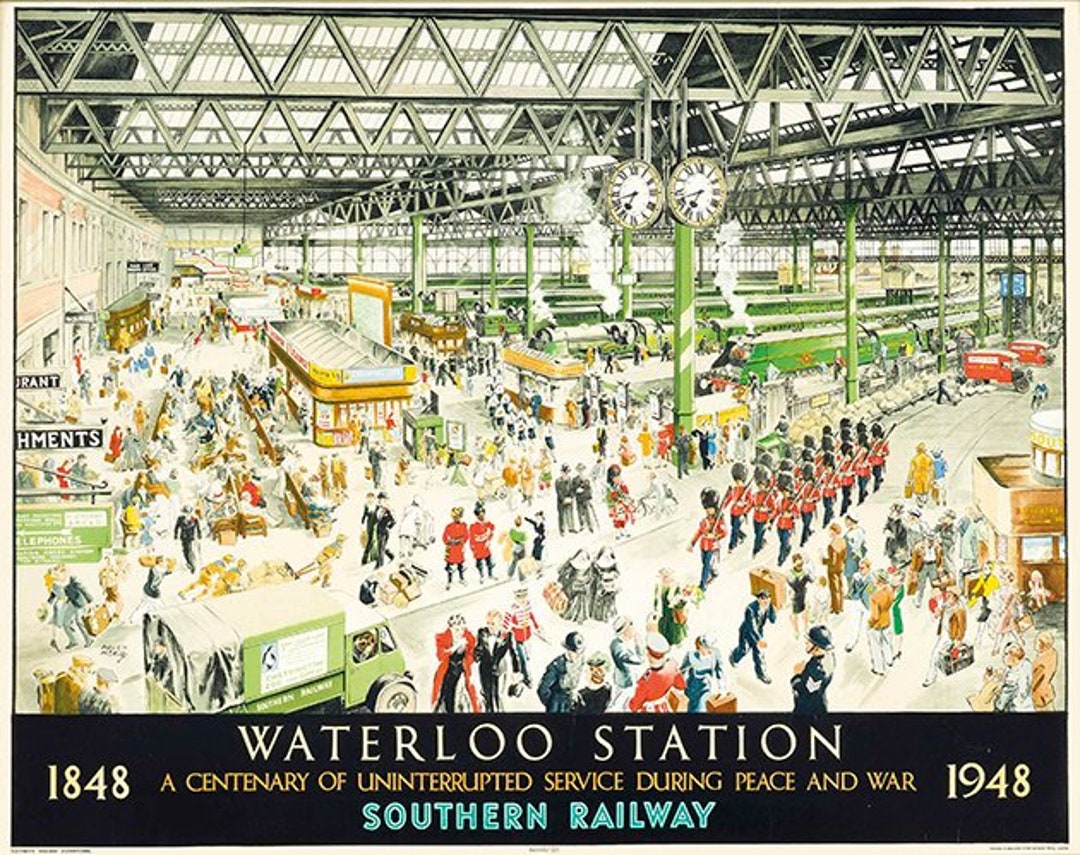 Waterloo Station Southern Railway 1948 Vintage Reproduction Travel ...