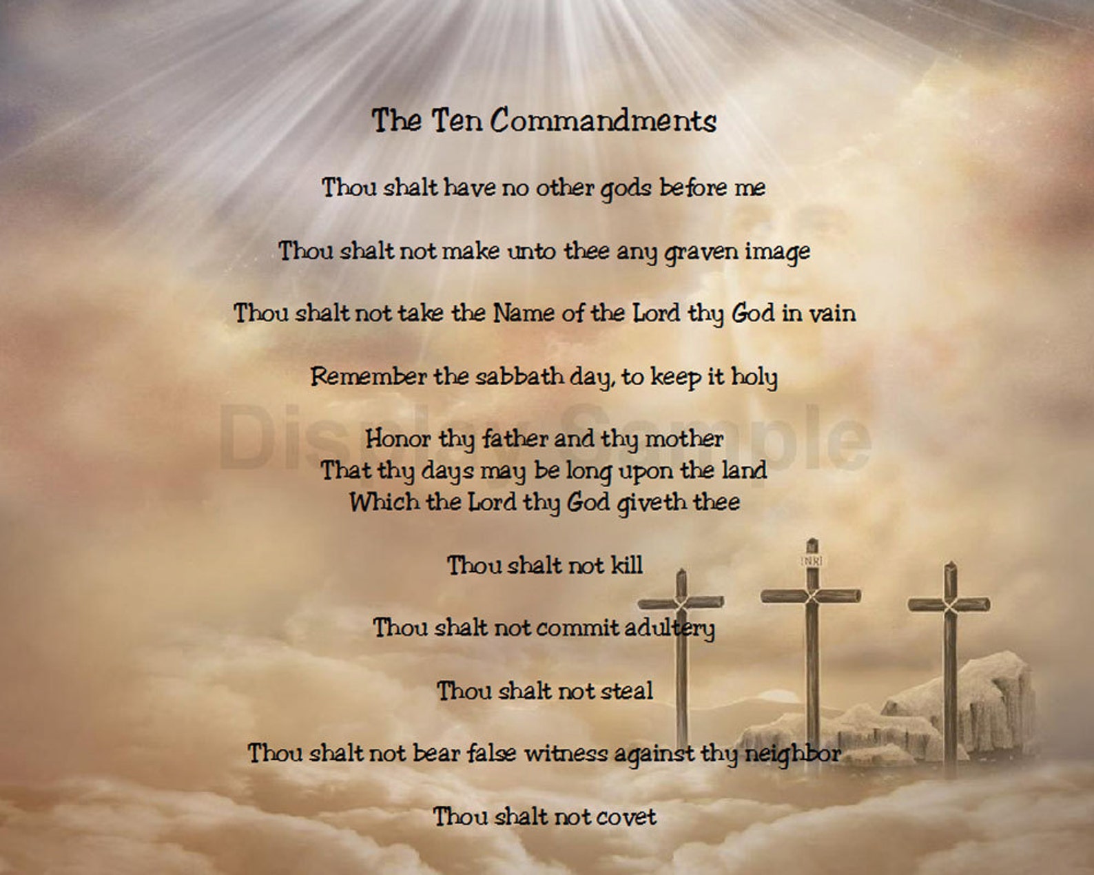 The Ten Commandments Sentimental Print Perfect for Framing Priest ...