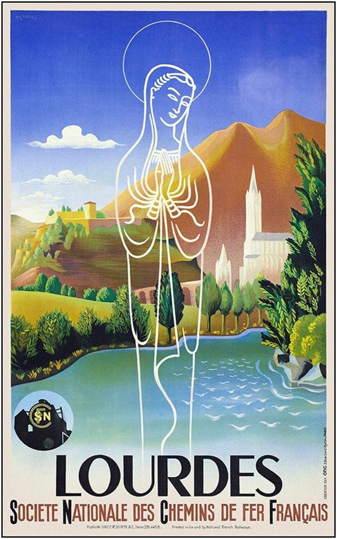 Lourdes France 1939 Vintage Reproduction Travel Poster 11x17 Wall ...