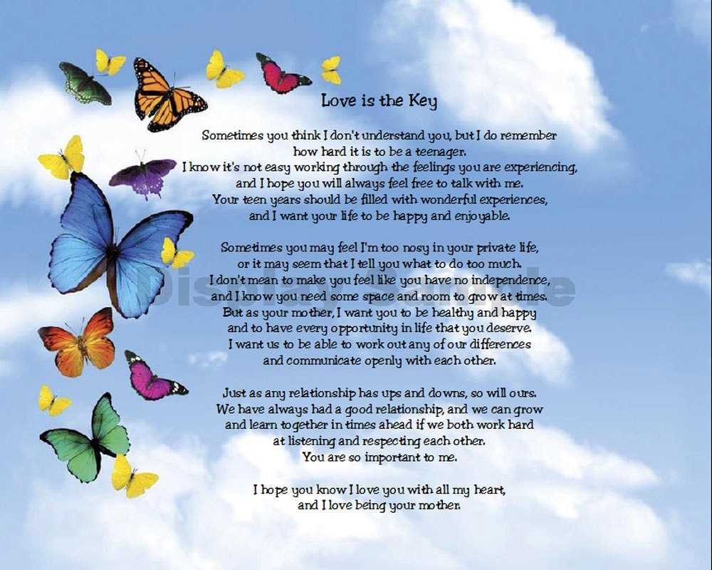Love is the Key Sentimental Print Perfect for Framing Gift for Teenager ...