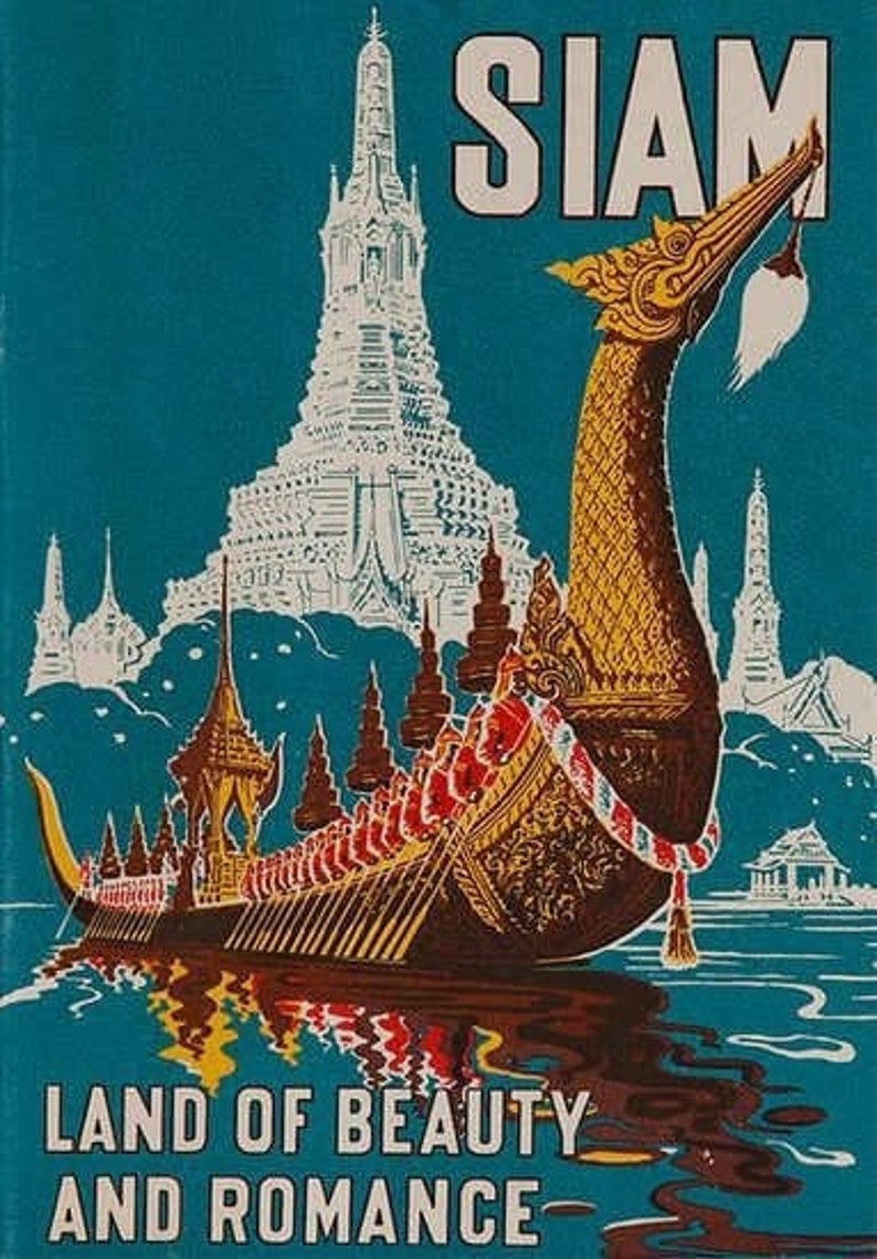 Siam Bangkok 2 Asia Vintage Reproduction Travel Poster 11x17 Wall ...