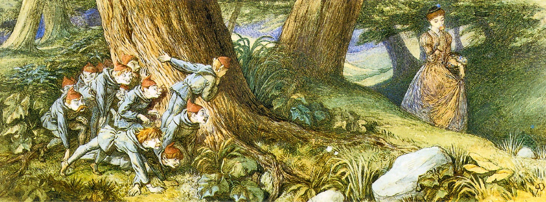Wood Elves Hiding and Watching a Lady by Richard Doyle Vintage ...