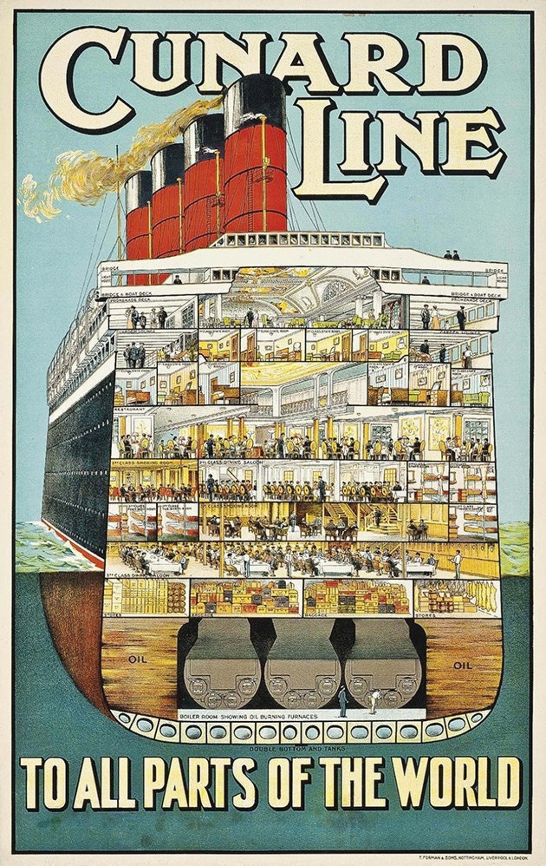 Cunard Ship Line to All Ports of the World 1914 Vintage Reproduction ...