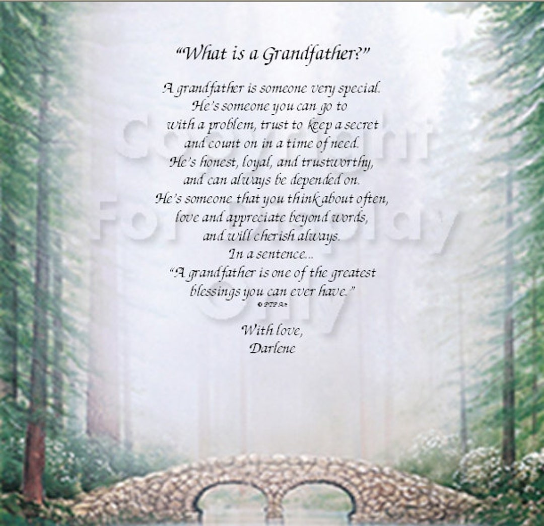 Grandfather...what is a Grandfather... Sentimental Print Gift 1163 - Etsy
