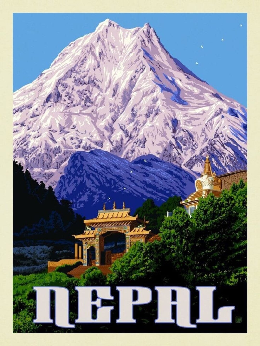 Nepal Vintage Reproduction Travel Poster 11x17 Wall Hanging Art Print ...