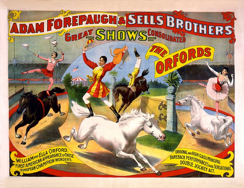 Forepaugh Sells 1897 Circus Vibrant Colors 11 X 17 Reproduction Print ...