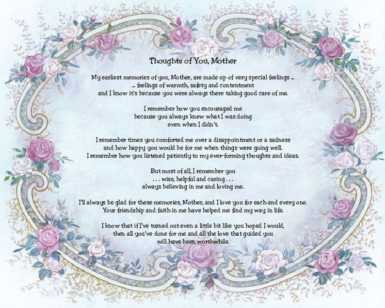 Thoughts of You, Mother Sentimental Print Perfect for Framing Mom ...
