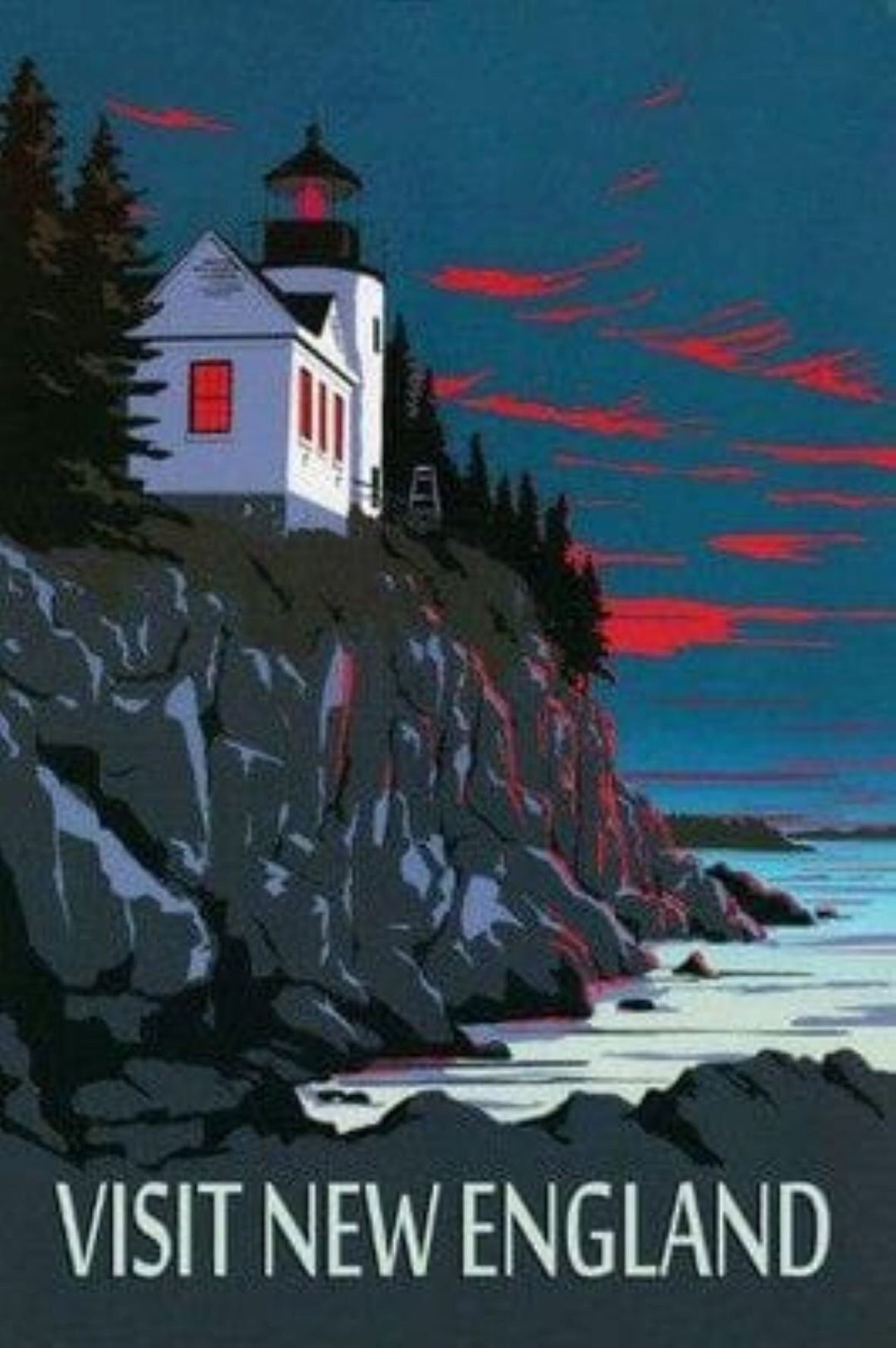 Visit New England Vintage Reproduction Travel Poster 11x17 Wall Art ...