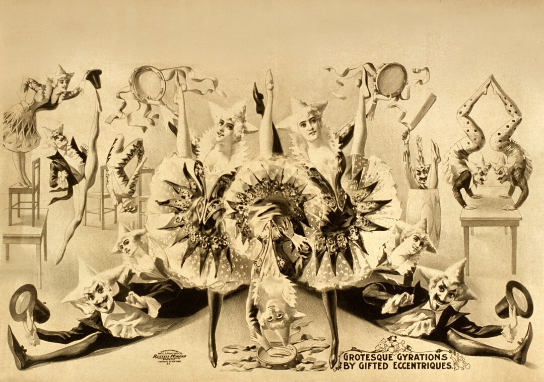 Grotesque Gyrations 1900 Circus Vibrant Colors 11 X 17 Reproduction ...