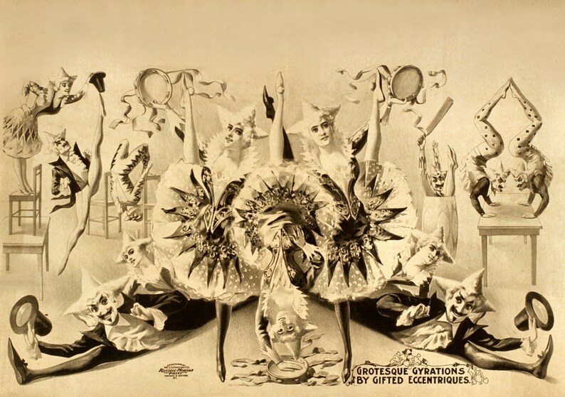 Grotesque Gyrations 1900 Circus Vibrant Colors 11 X 17 Reproduction ...