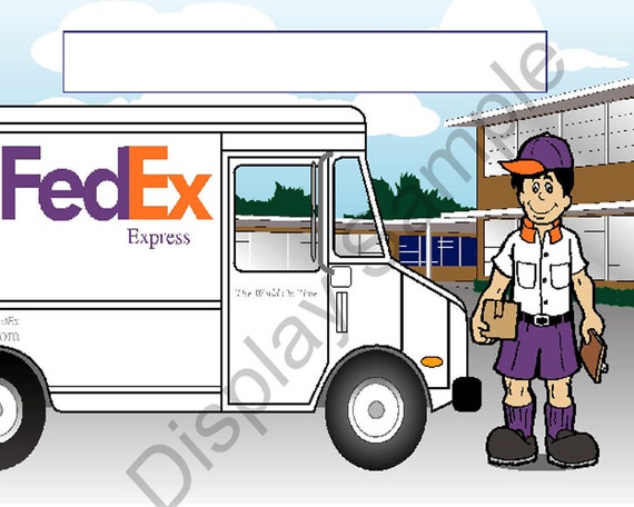 Fedex Driver Male Toon Character Personalized Matted Print | Etsy