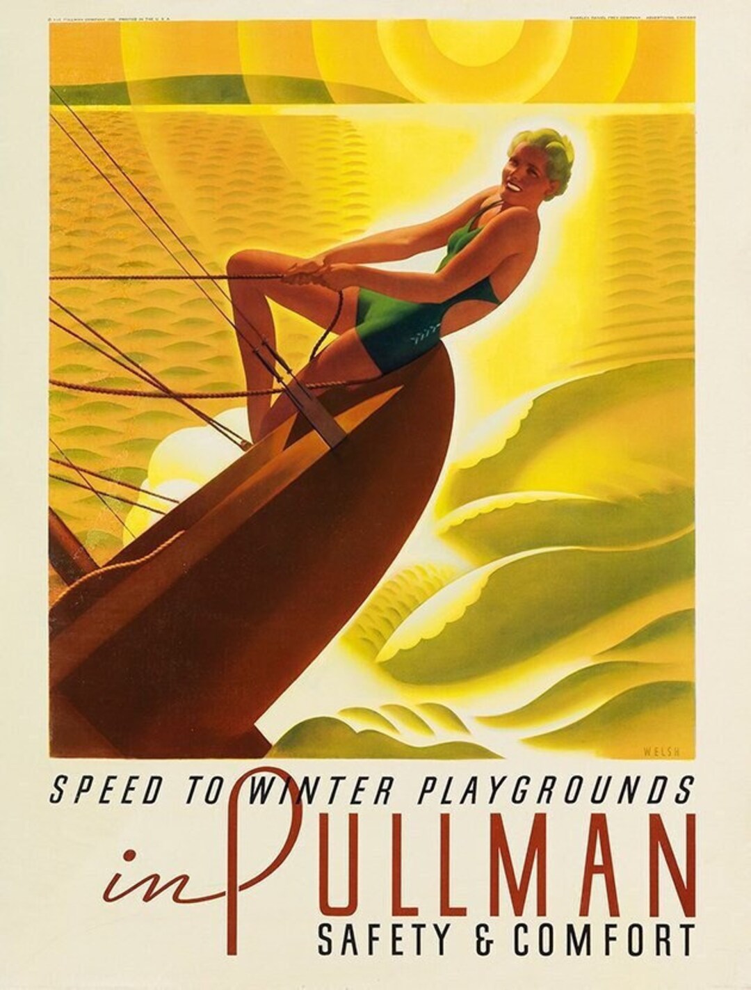 Pullman 1935 Vintage Reproduction Travel Poster 11x17 Wall Hanging Art ...