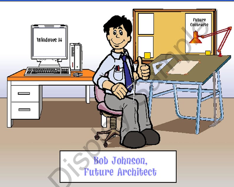 Architect Male Character Personalized Matted Print Finished - Etsy