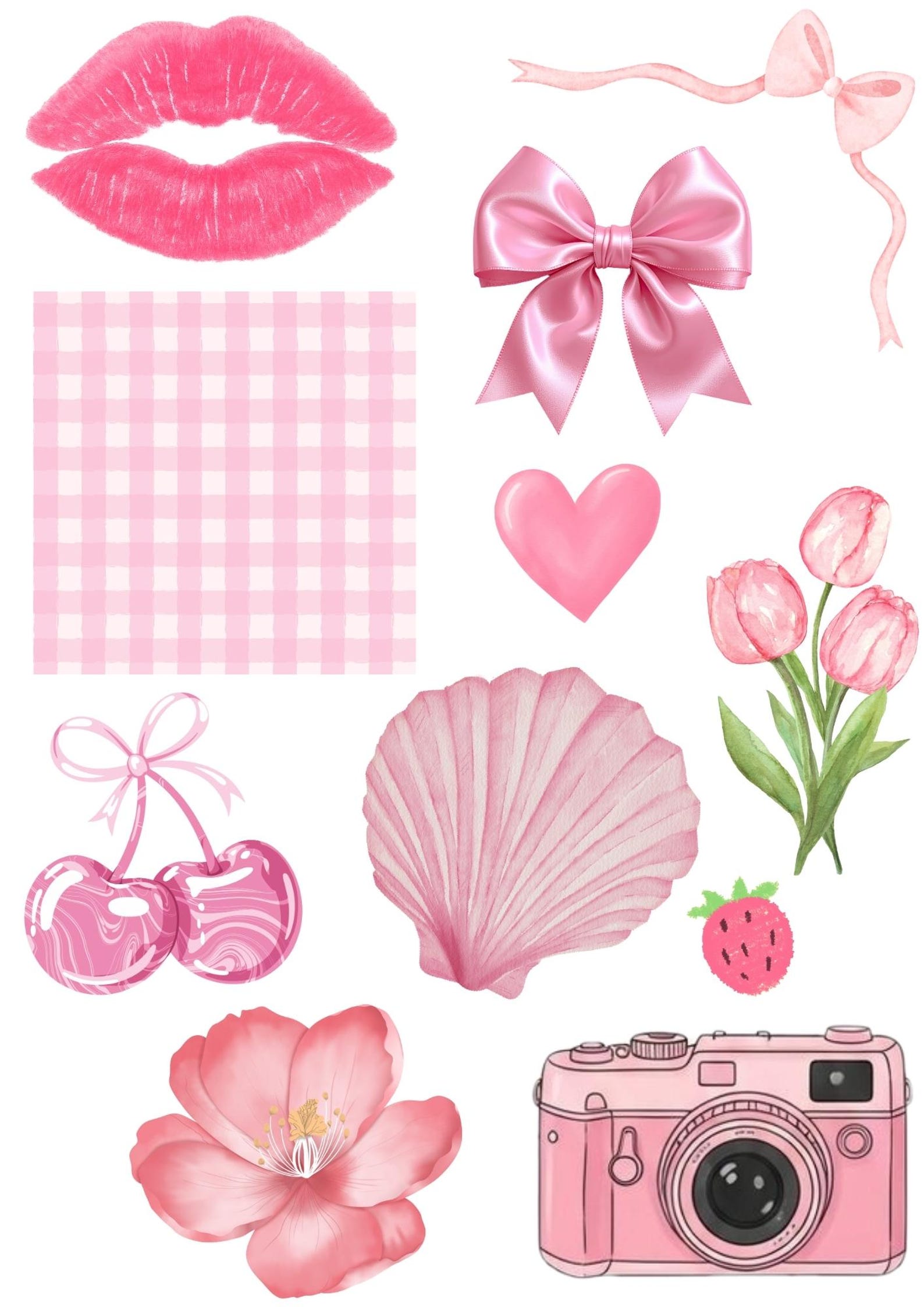 Pink Scrapbook Stickers Printable | Cute Aesthetic Digital Stickers ...