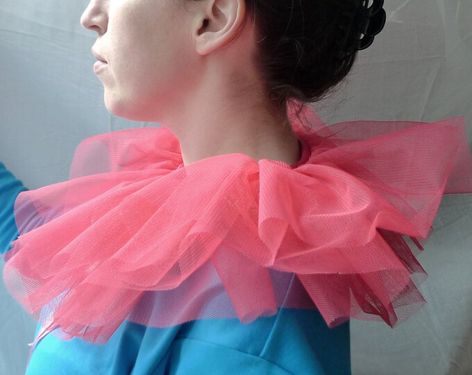 Pierrot Princess Neon Pink Ruffled Tulle Collar - Etsy