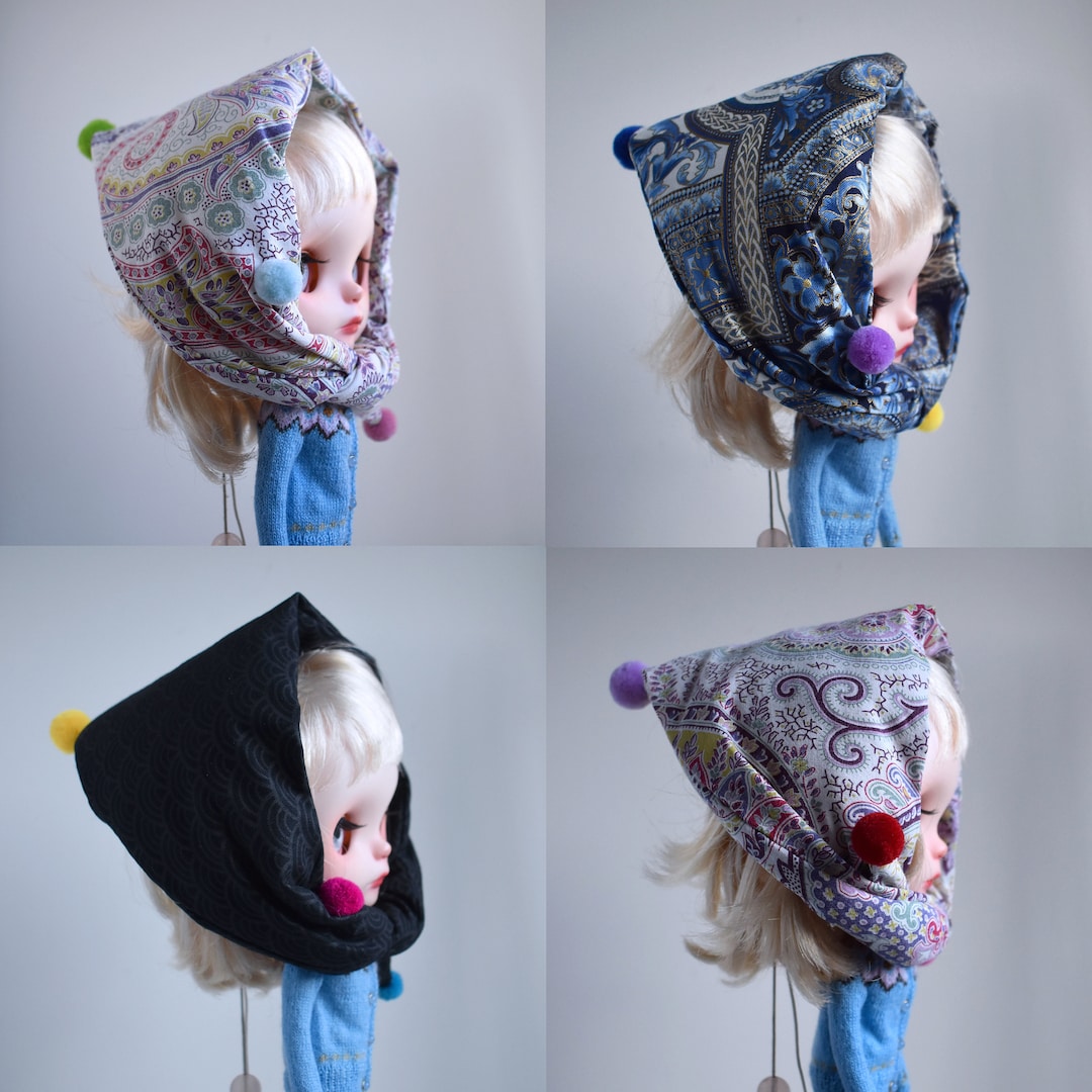 Multicolor Padded Babushka Blythe Scarf Cashmere Pompom Cotton Print ...