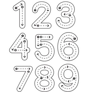 Number Tracing Worksheets 1-9 – Preschool Toddler Math Activity (PDF ...